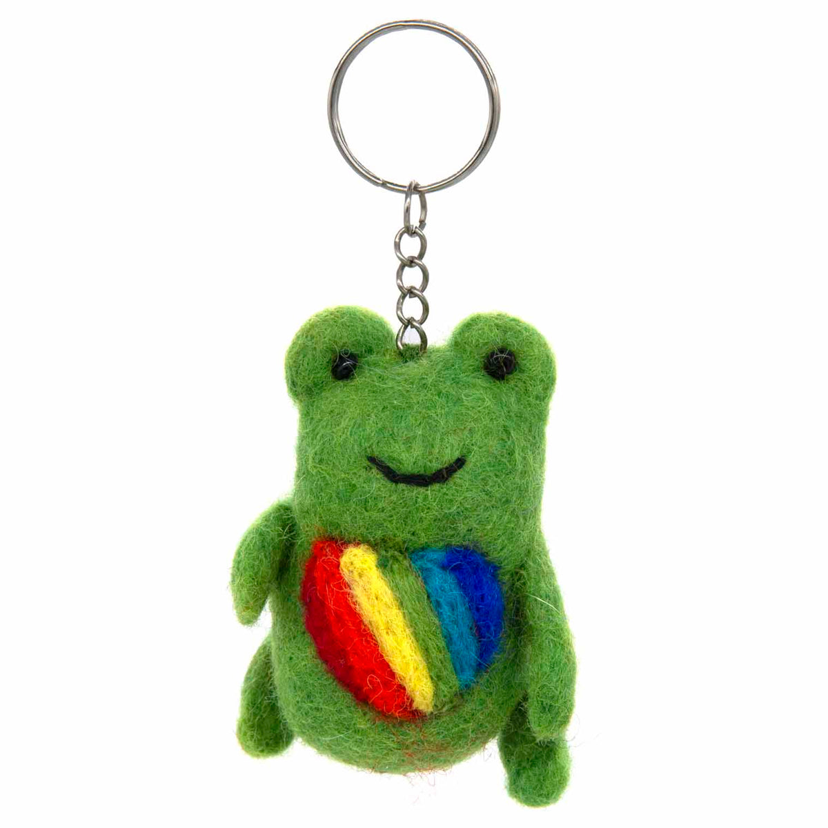 Frog with Rainbow Heart Felt Keyring – Siesta Crafts