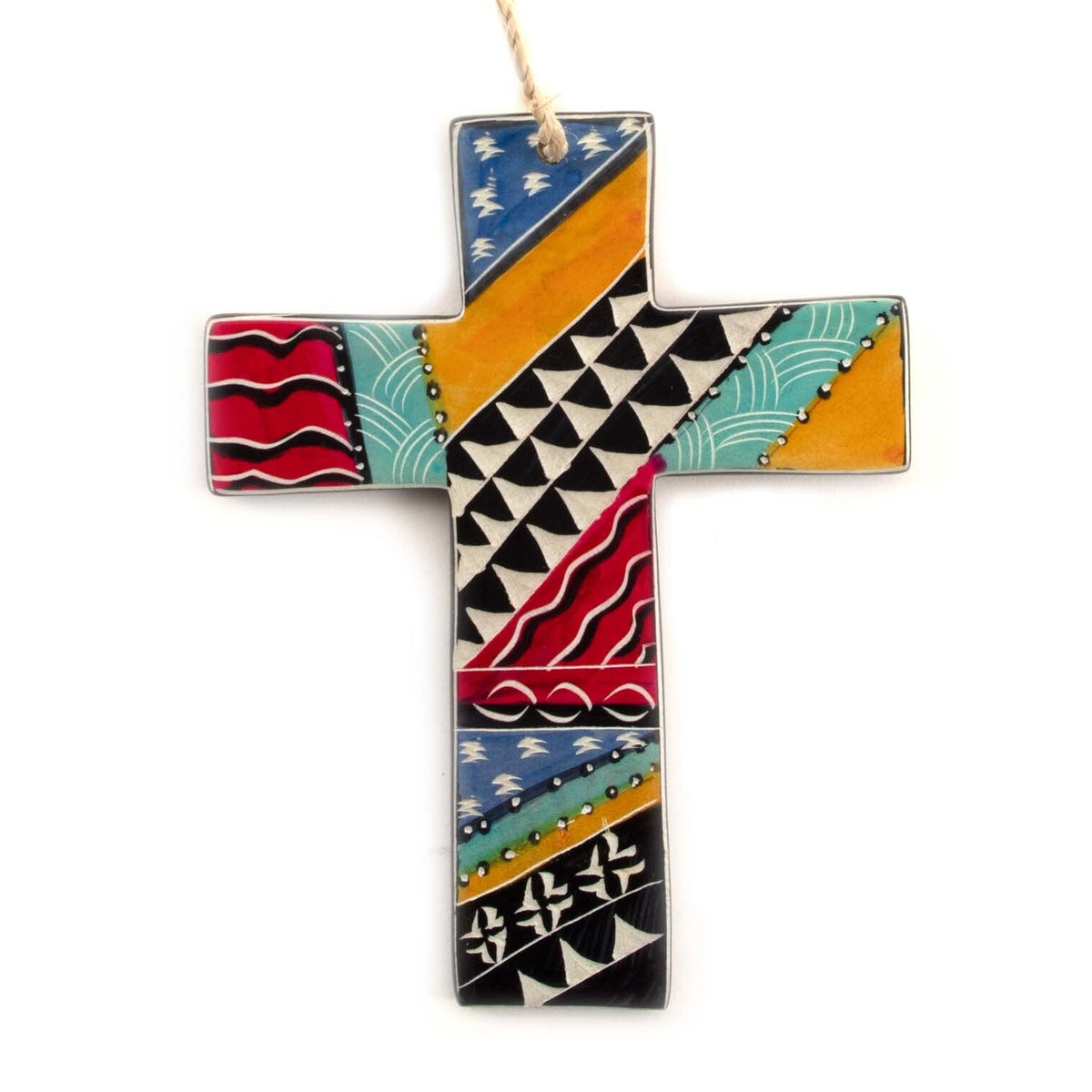 Multi Colour Soapstone Cross with Twine – Siesta Crafts